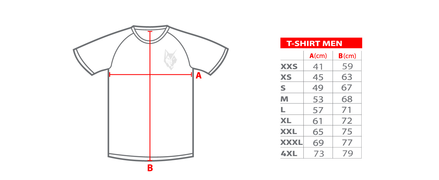 T-shirt size charts - Vulfram